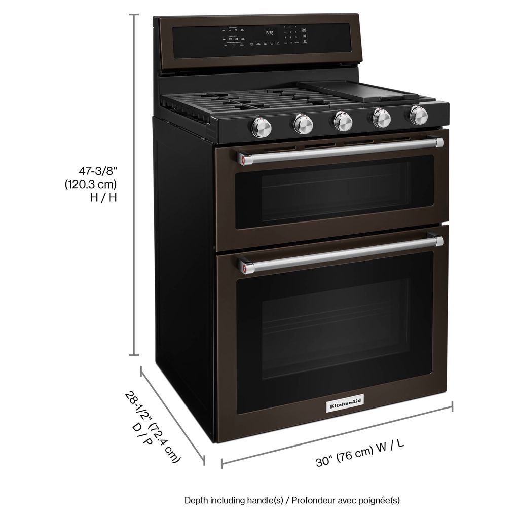 30" Gas Range with Double Convection Oven KitchenAid KFGD500EBS | Tanguay