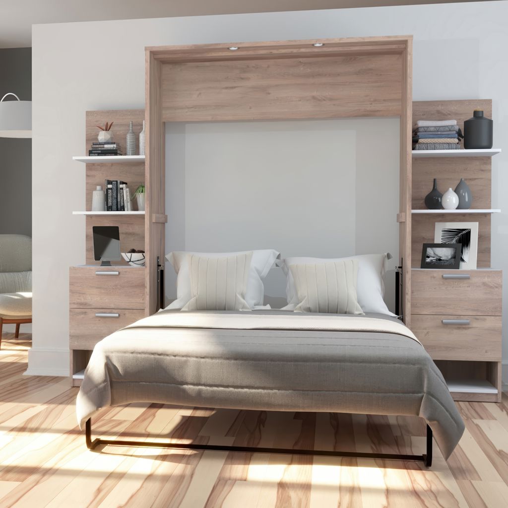 Lit escamotable Double avec 2 unités de rangement Bestar 80891-000009 ...