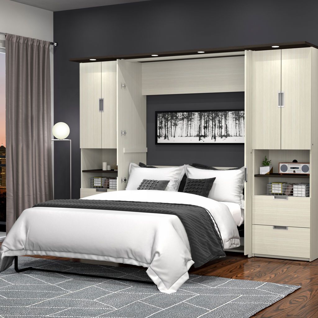 Lumina Murphy Bed Double Full with Desk and 2 Storage Units Bestar 85893 31 Tanguay