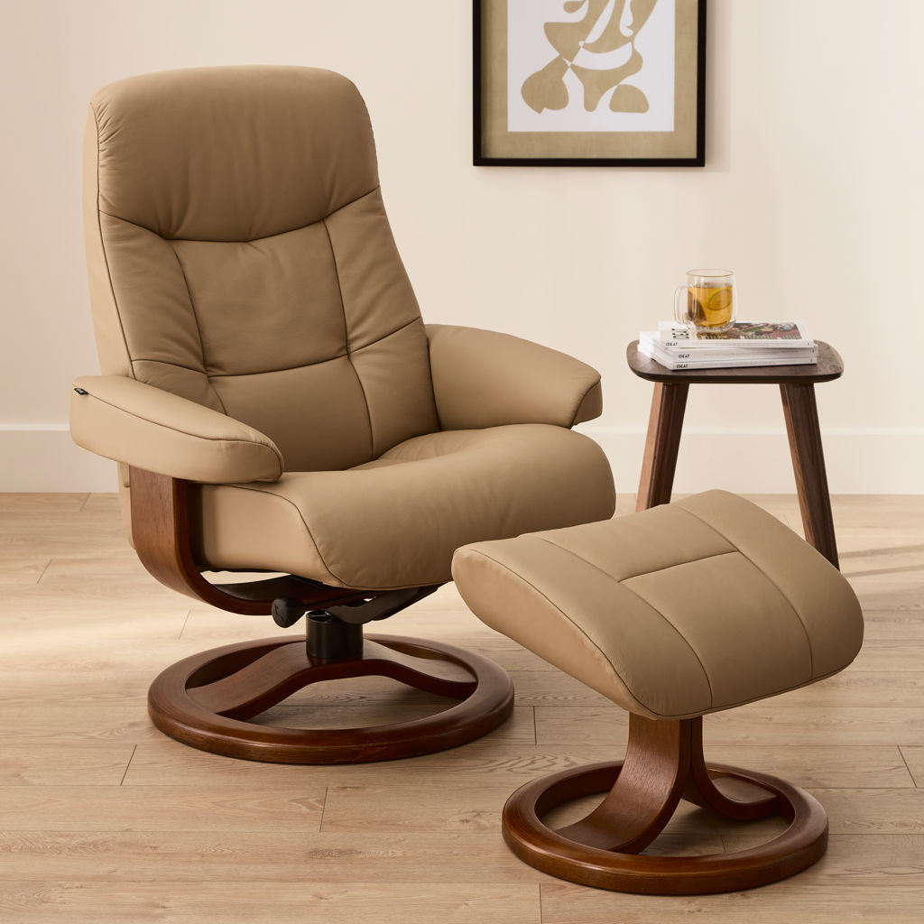 Chair with Footstool - cream (Large) Fjords MULDAL-R LG | Tanguay