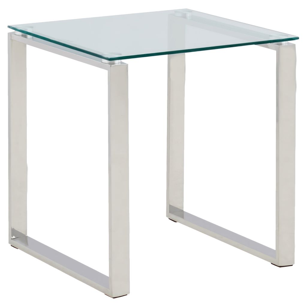 Silver Grey Metal and Tempered Glass End Table
