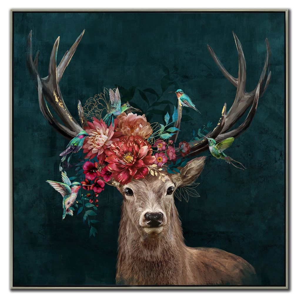 Toile Chevreuil panache en fleurs - 36 x 36 po STREAMLINE ART | Tanguay