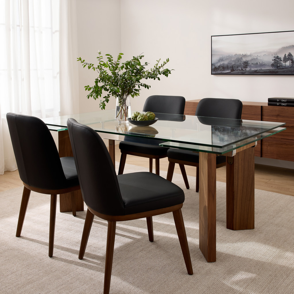 Table de salle à manger Uranio en verre avec 2 rallonges intégrées ...