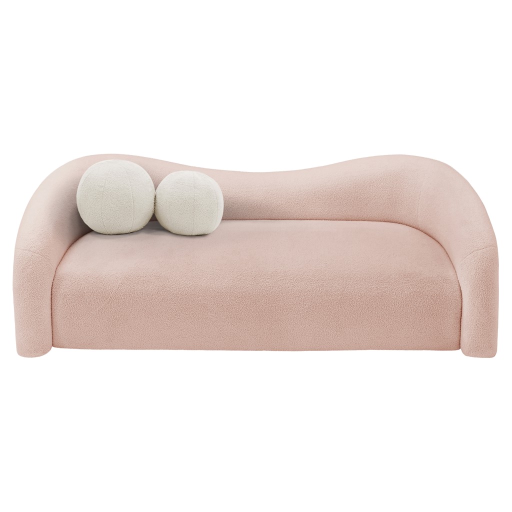 Kali Pink Faux Shearling Teddy Fabric Sofa Meridian Furniture 186PINK-S ...