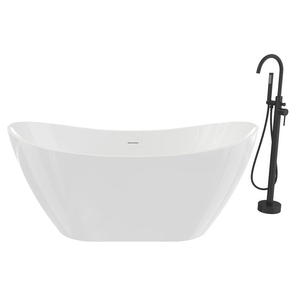Baignoire autoportante Mahaba avec robinetterie Linosa noire Maax Bath ...