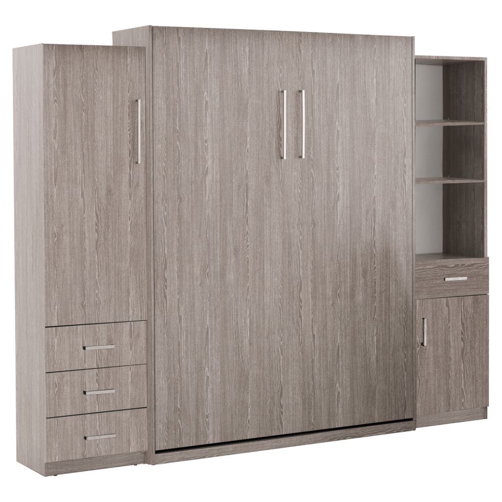 Lit escamotable Grand lit avec colonnes de rangement EK Design *BT-18Q ...