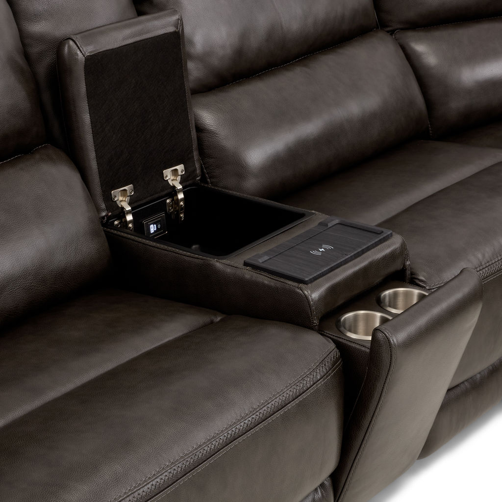 Sectionnel inclinable motorisé en cuir avec prise USB et porte-gobelets ...