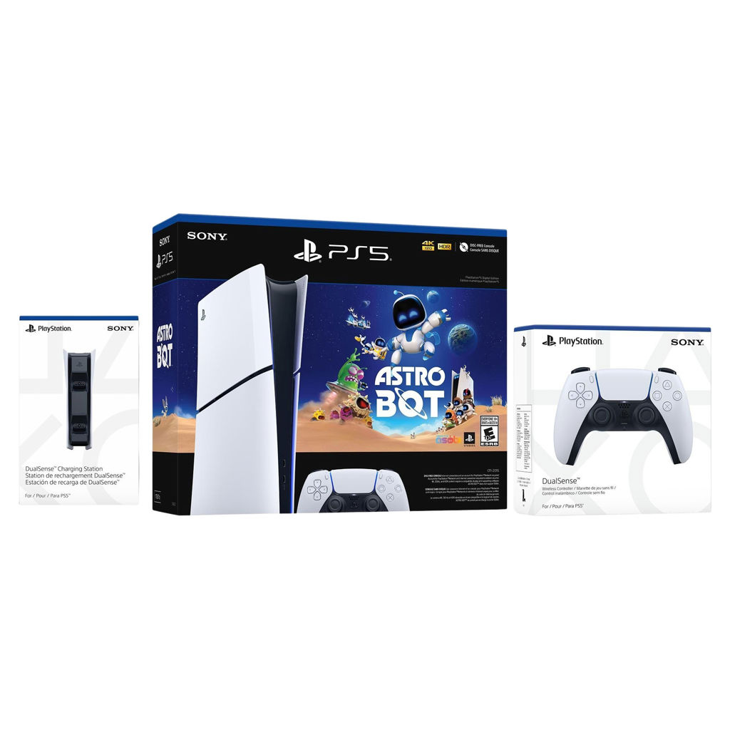 Ensemble console PS5 digital avec manette Dualsense, station de recharge et jeu Astro Bot Sony ...