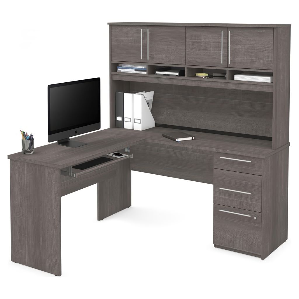 Bureau en L avec caisson et huche Bestar 92421-47 | Tanguay