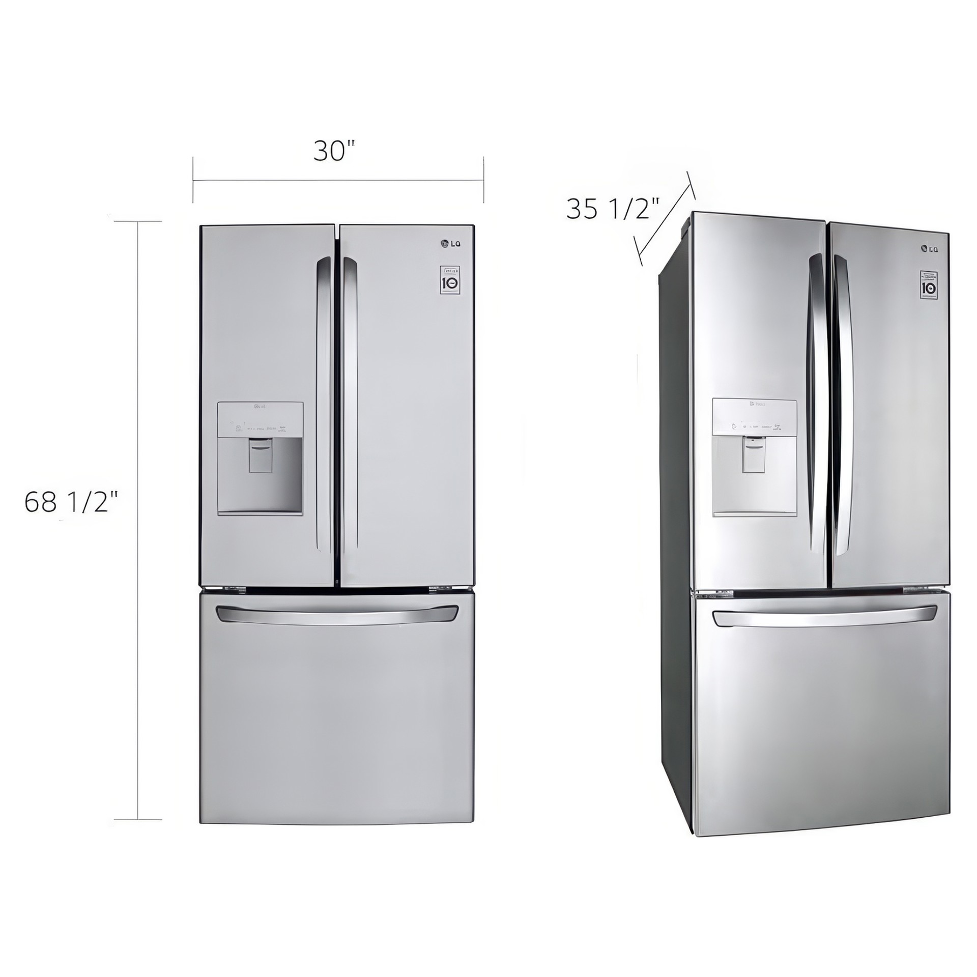 Réfrigérateur à double porte 21.8 pi³ - 30 po LG LRFWS2200S | Tanguay