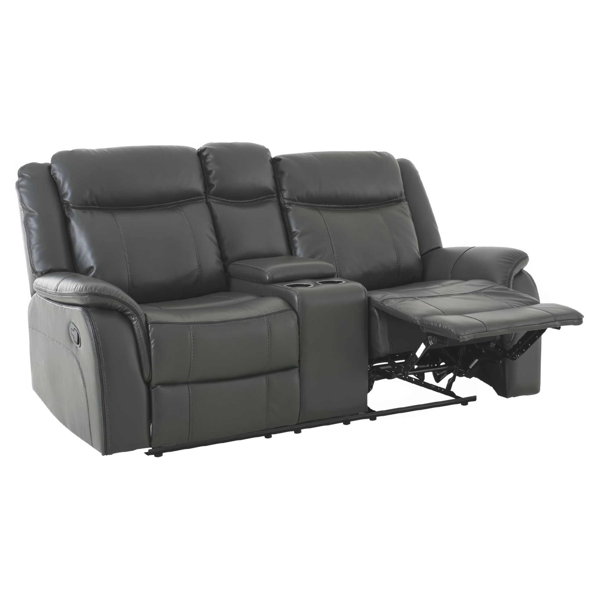 Causeuse inclinable avec console en similicuir Mazin 99926GRY-2 | Tanguay