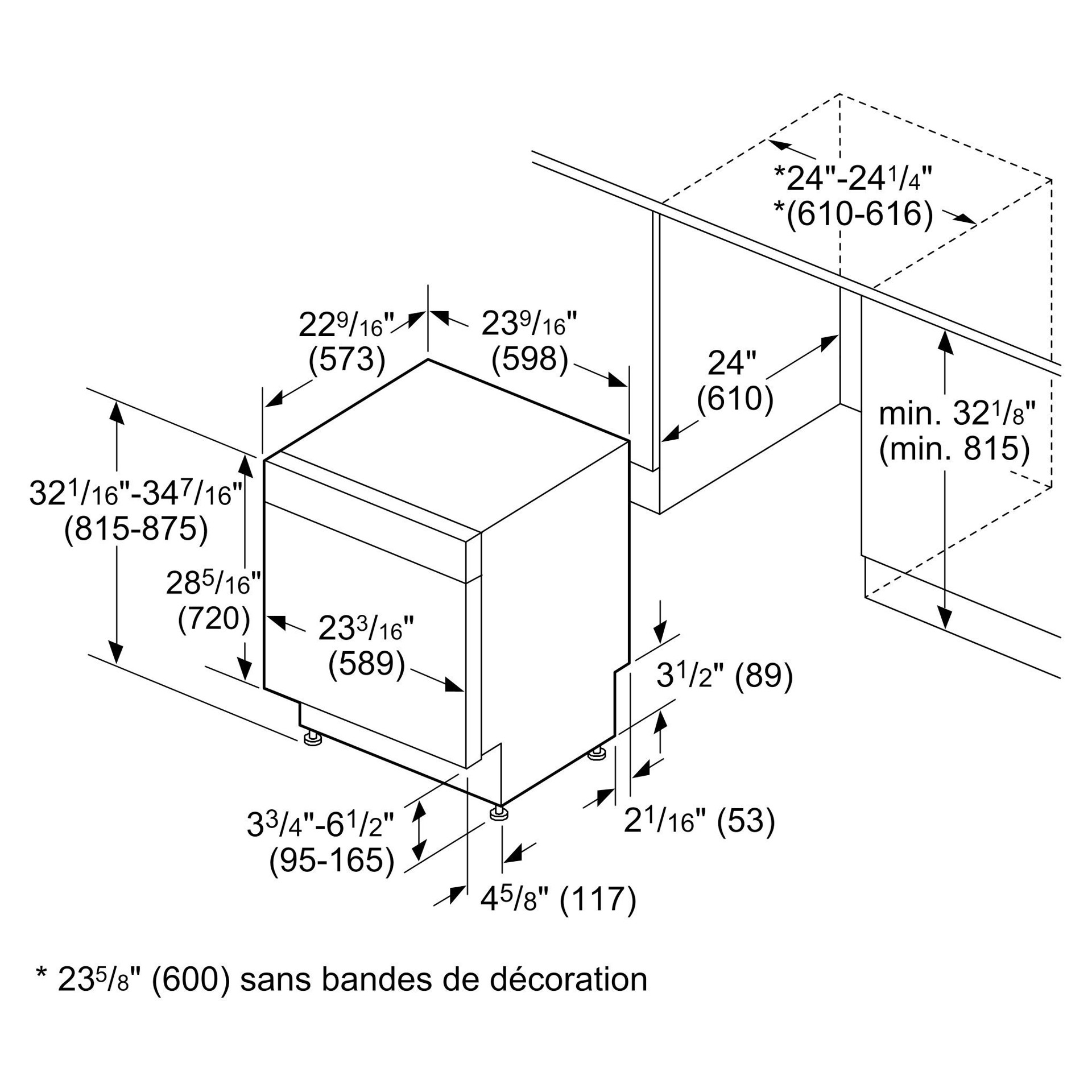 Lave-vaisselle grande cuve 24 po Série 300 Bosch SGE53C55UC | Tanguay