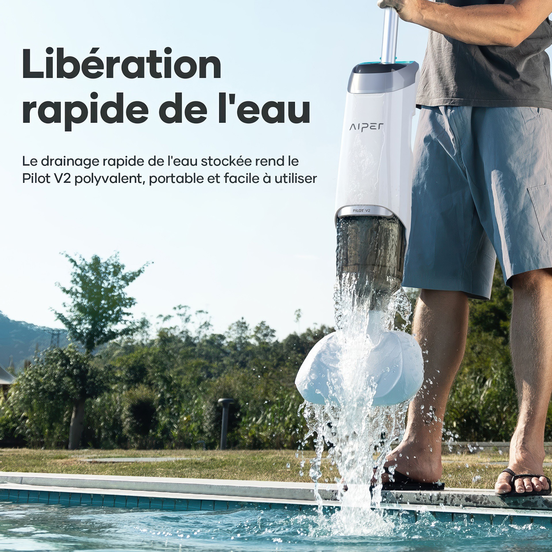 Nettoyeur de piscine robotique sans fil à main - Pilot V2 Aiper ...