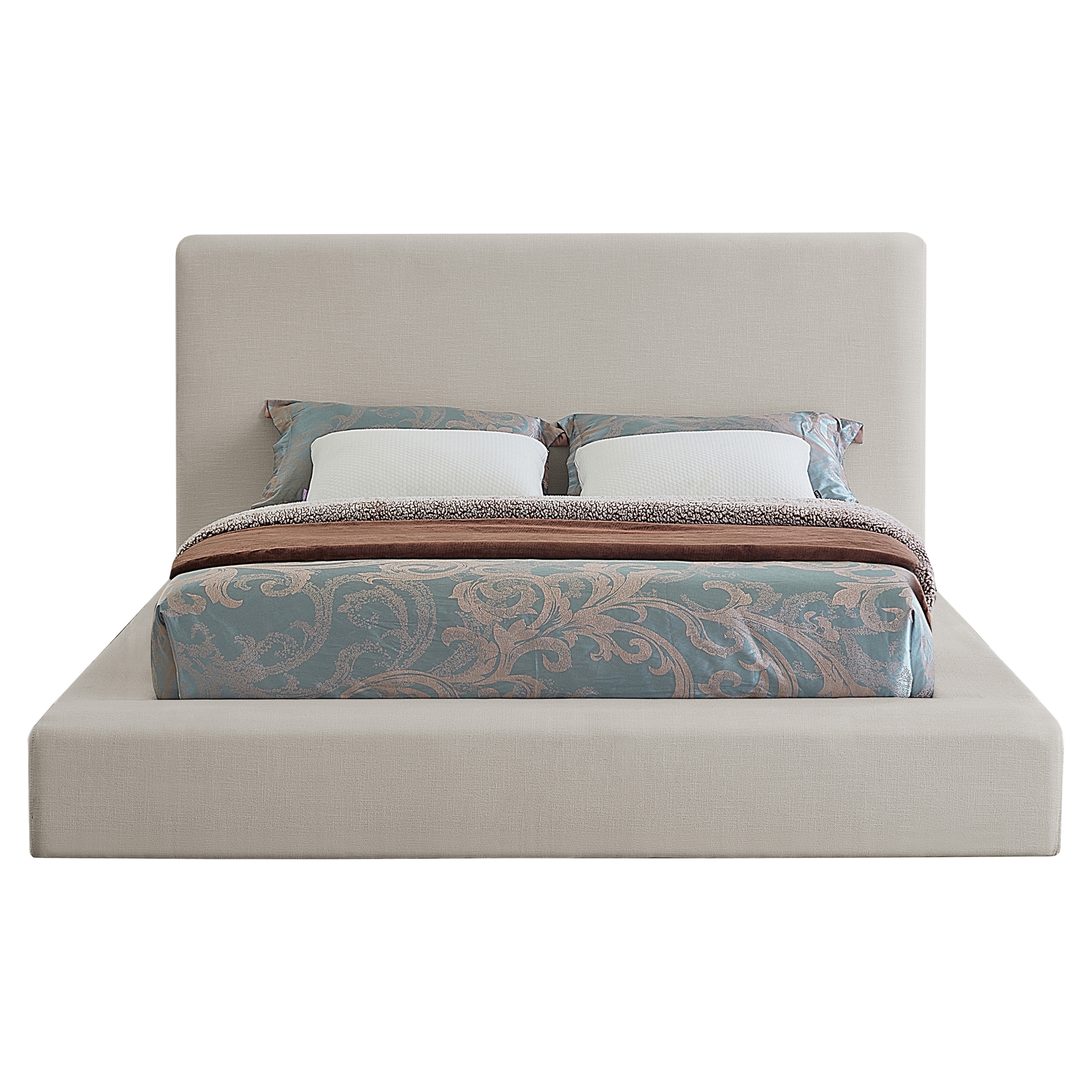 Devin Beige Linen Textured Bed (King) Meridian Furniture DEVINBEIGE-K | Tanguay