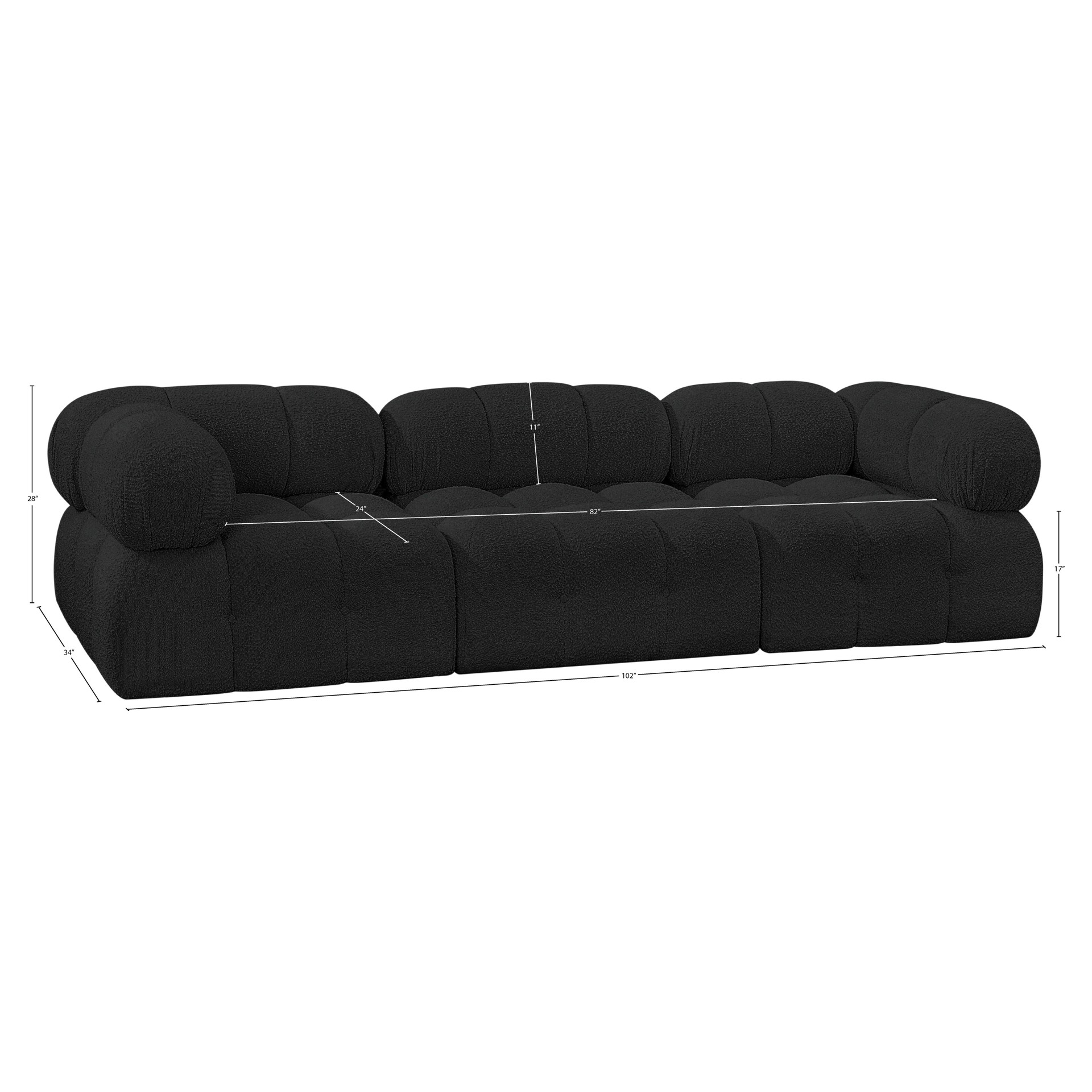 Ames Black Boucle Fabric Modular Sofa Meridian Furniture 611BLACK-S102A ...