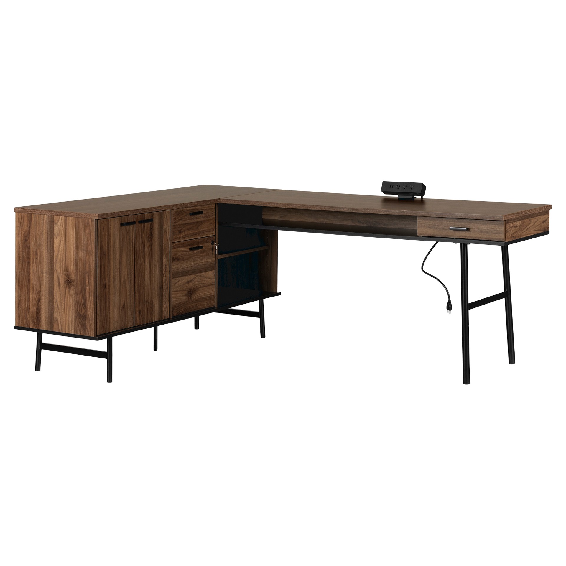 Bureau de travail en L avec prise intégrée - Edmon South Shore 14656 ...