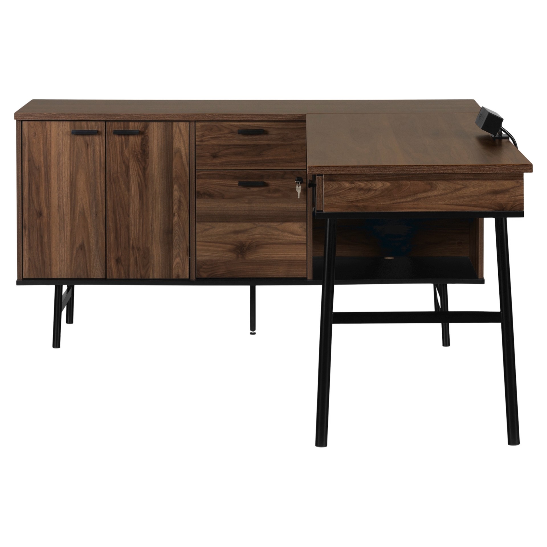 Bureau de travail en L avec prise intégrée - Edmon South Shore 14656 ...