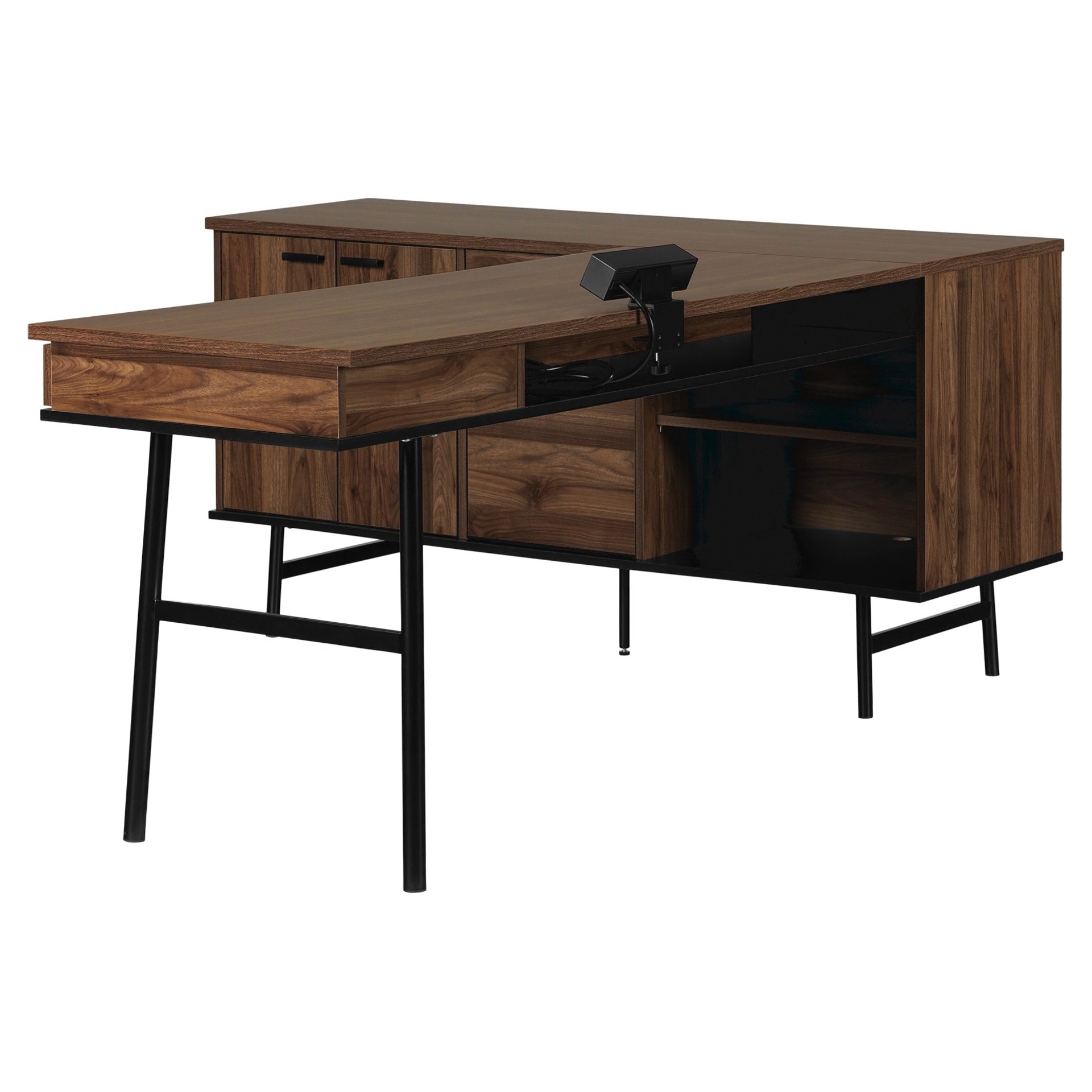 Bureau de travail en L avec prise intégrée - Edmon South Shore 14656 ...