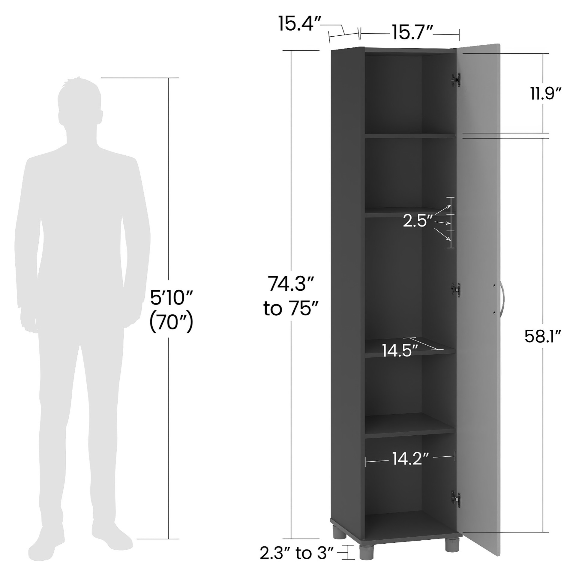 Kendall Utility Storage Cabinet 16" Dorel Home 7360414COM | Tanguay