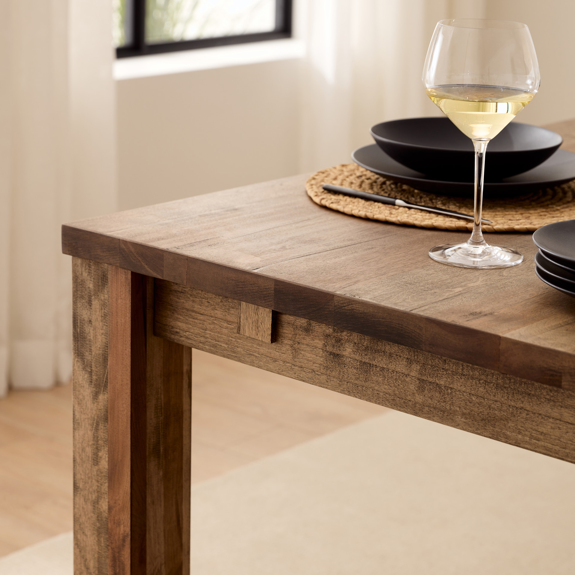 Table à manger en bois massif avec ensemble de 2 rallonges Tomali *T ...