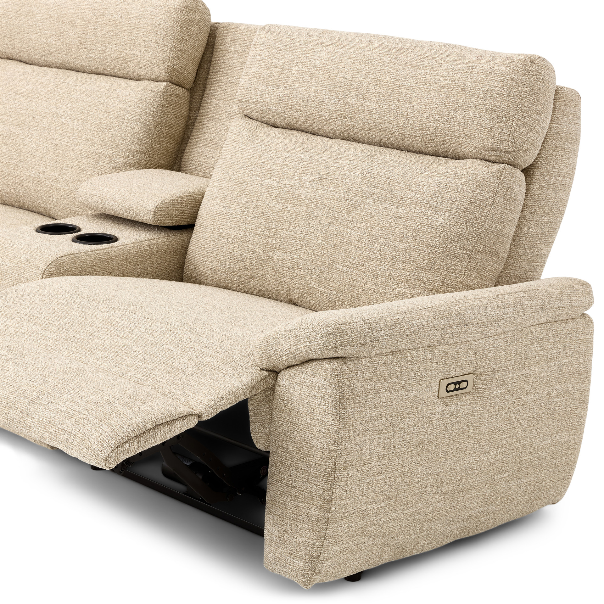 Sectionnel inclinable motorisé Art IV avec console porte-gobelets intégrée Elran *4000-350/496 ...