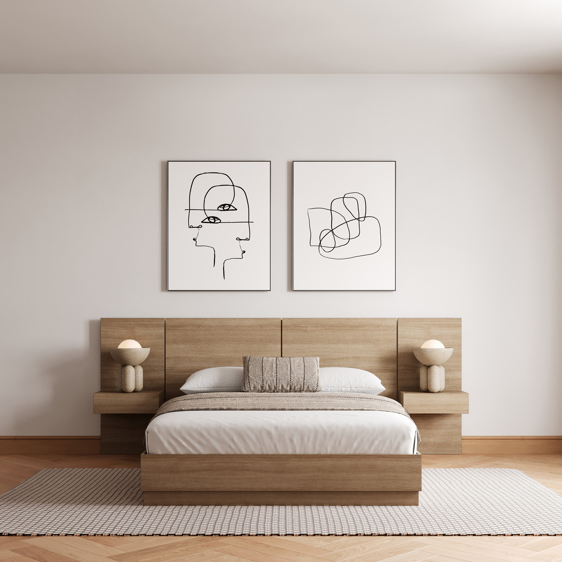 Milano Bed with Headboard and Integrated Nightstands Queen Nexera 403066 Tanguay