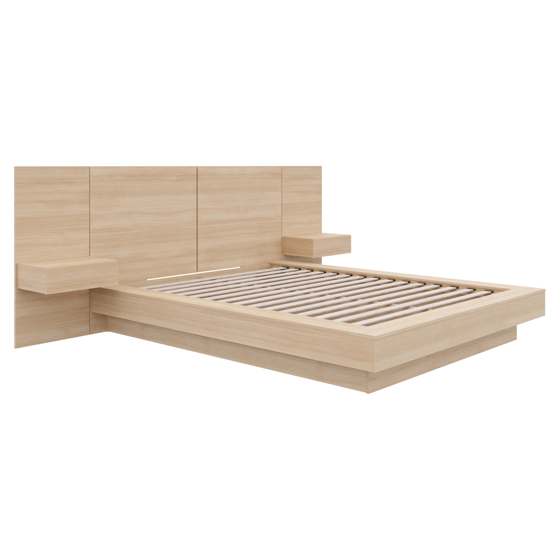 Base de lit Napa avec grande tête et tables de chevet intégrées - Grand ...