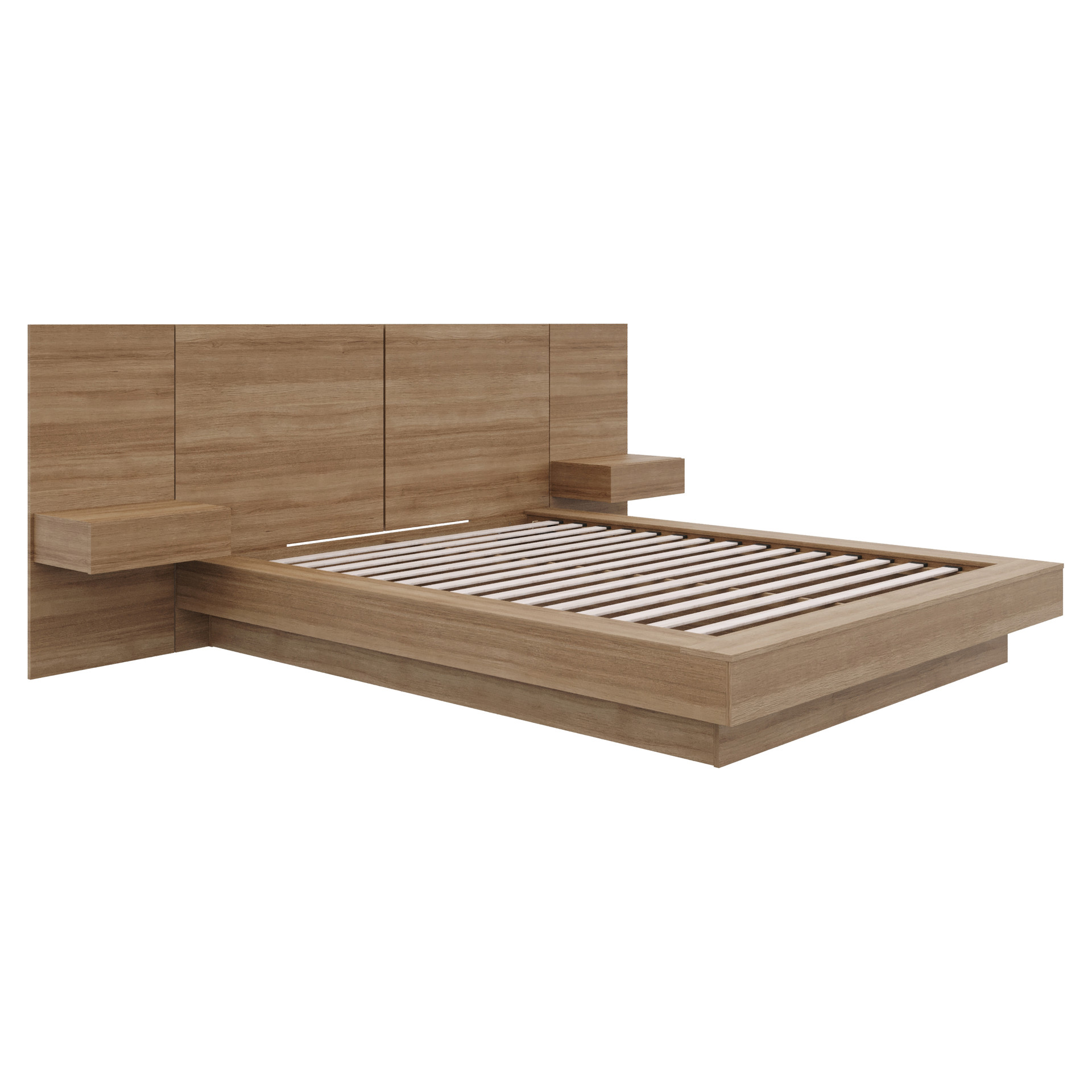 Base de lit Napa avec grande tête et tables de chevet intégrées - Grand ...