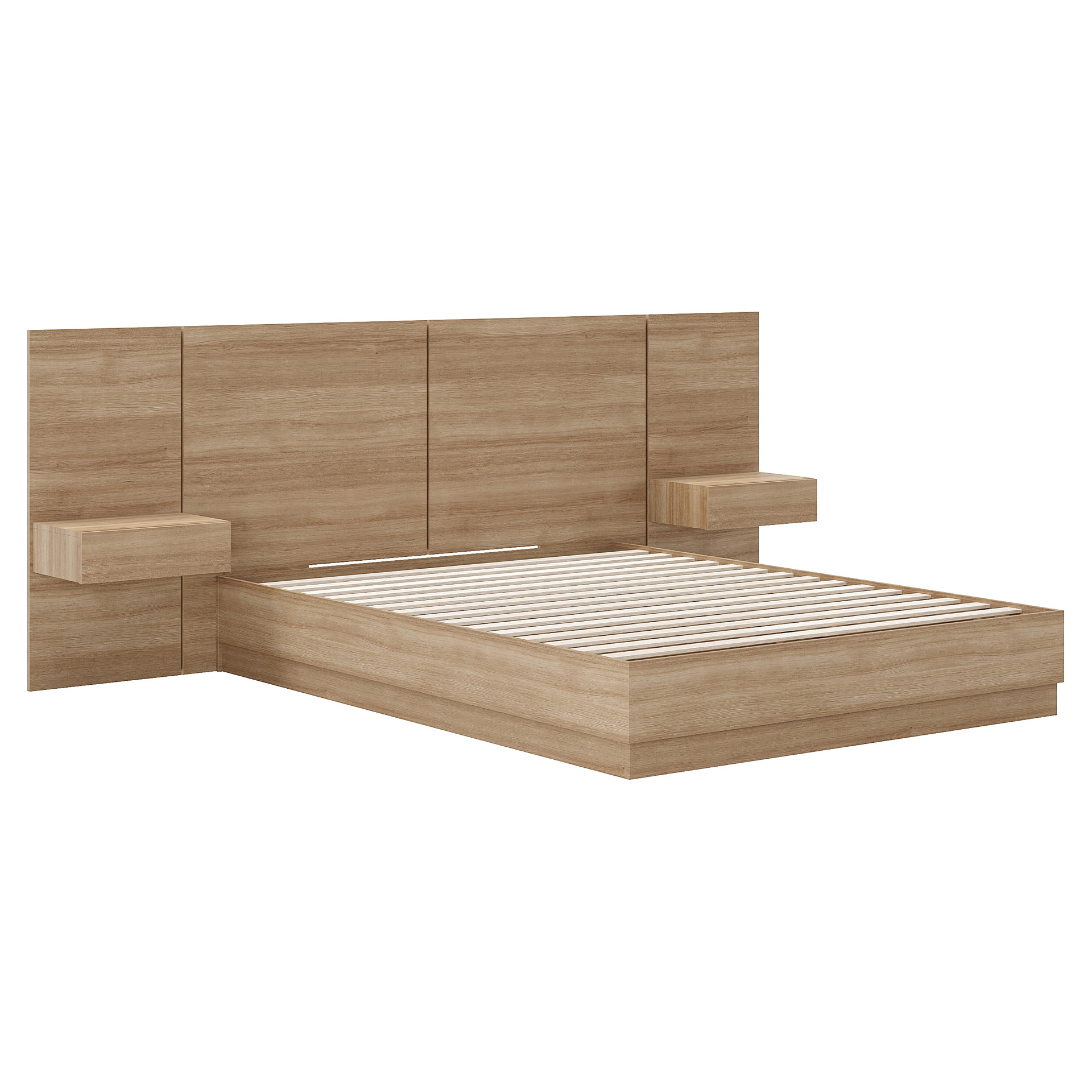 Base de lit Milano avec grande tête et tables de chevet intégrées ...