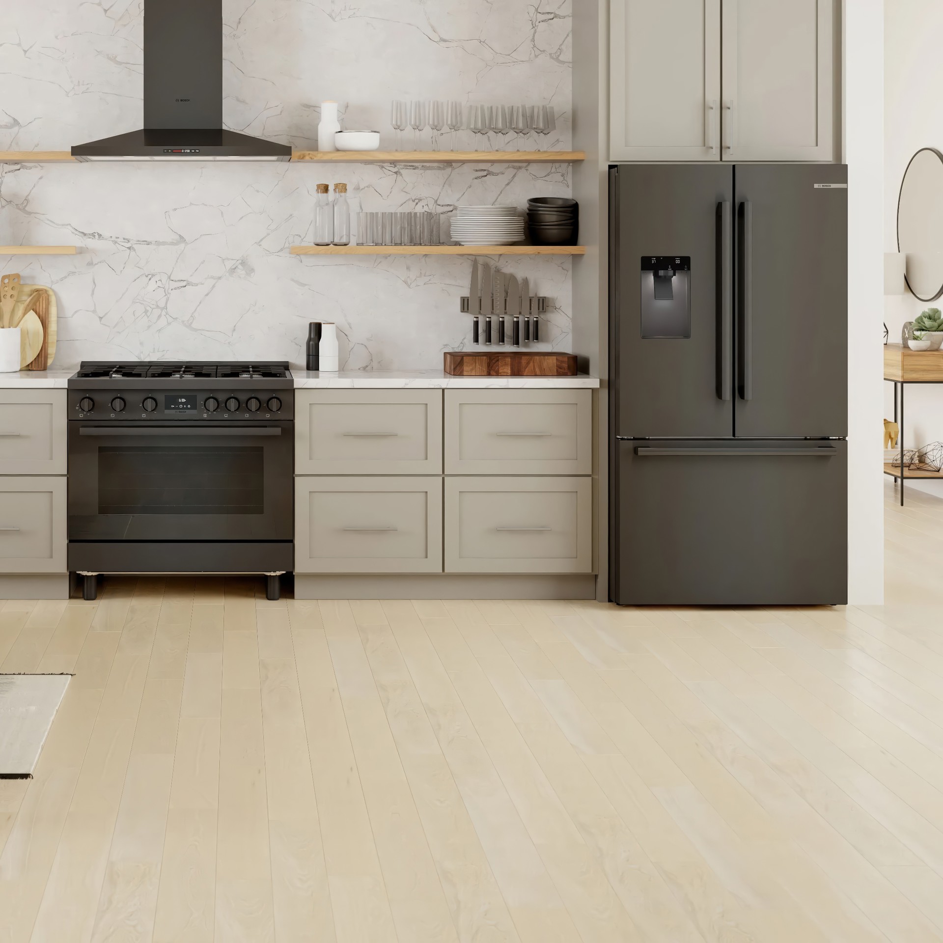 Réfrigérateur à double porte à congélateur inférieur - 36 po Bosch ...