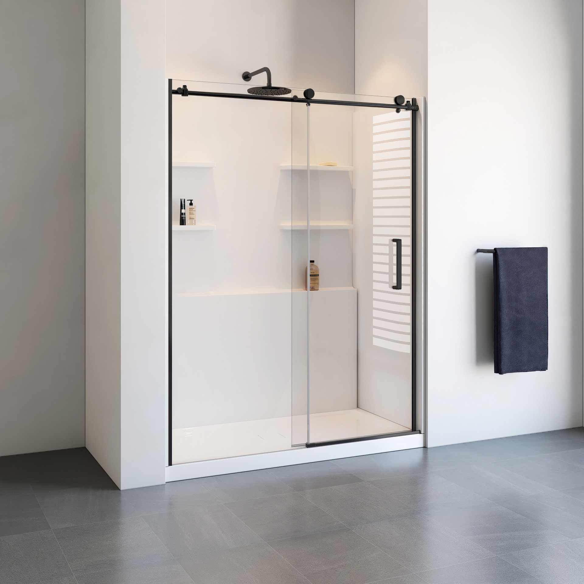 Ensemble de douche en alcôve Salina avec panneau de rangement 60 x 32 ...