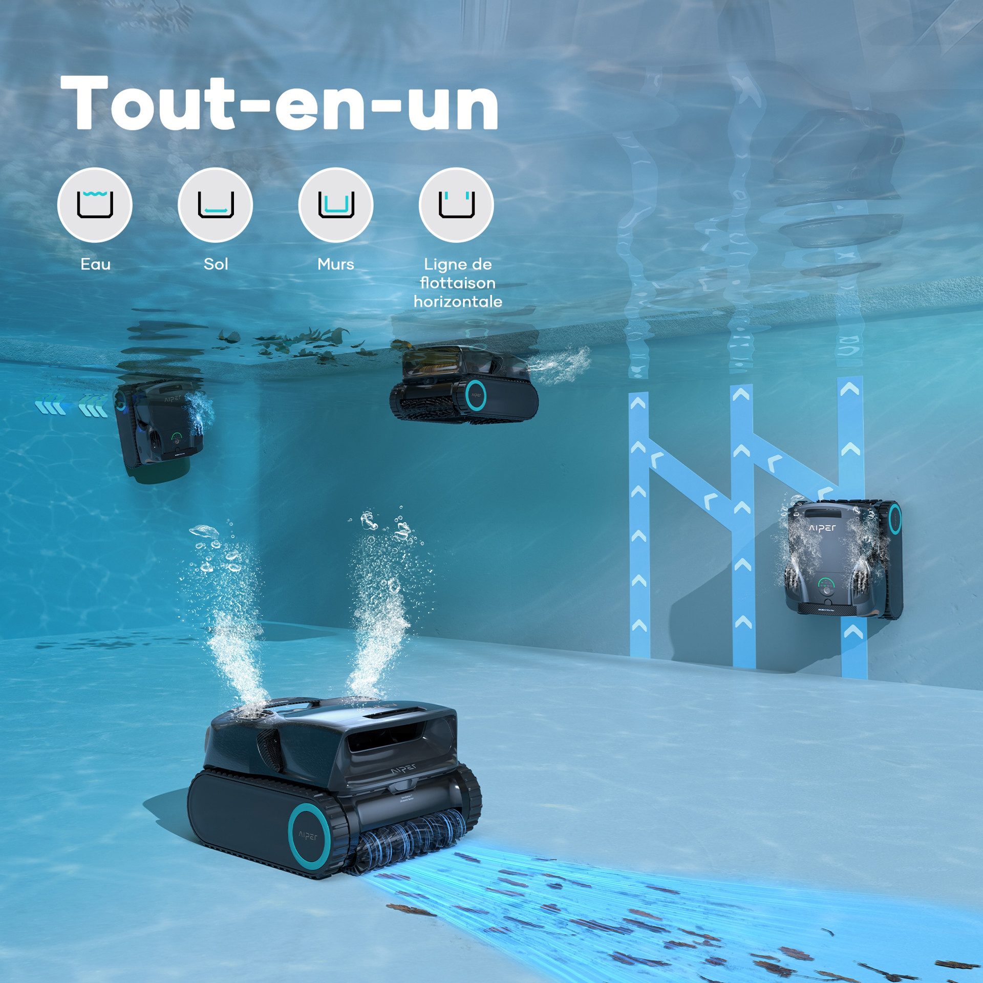 Nettoyeur de piscine robotique sans fil Scuba X1 Pro Max Aiper ...