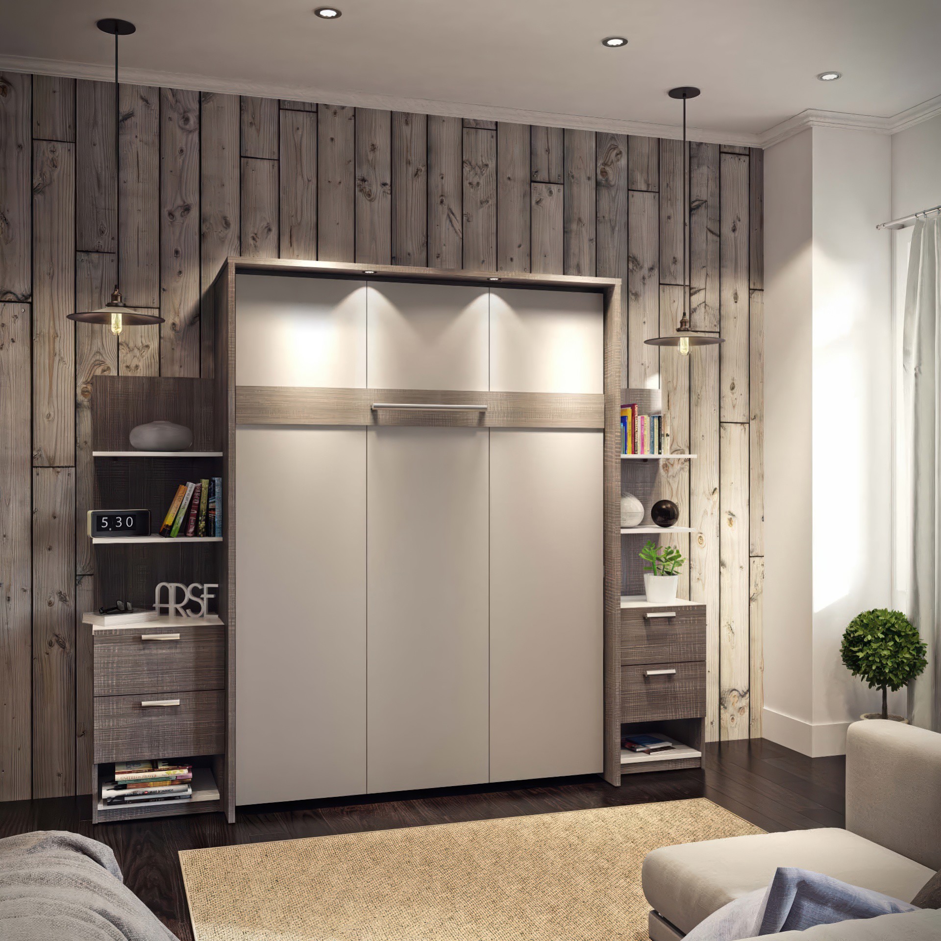 Lit escamotable Grand lit avec rangement Bestar 80881-47 | Tanguay