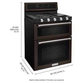 30" Gas Range with Double Convection Oven KitchenAid KFGD500EBS | Tanguay